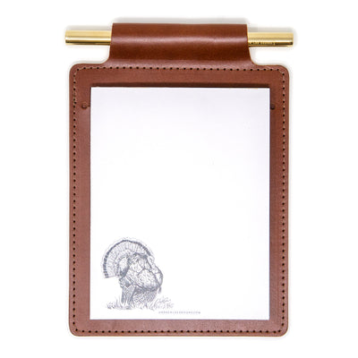Medium Brown Leather Note Pad Holder Gift Set - Andrew Lee Design