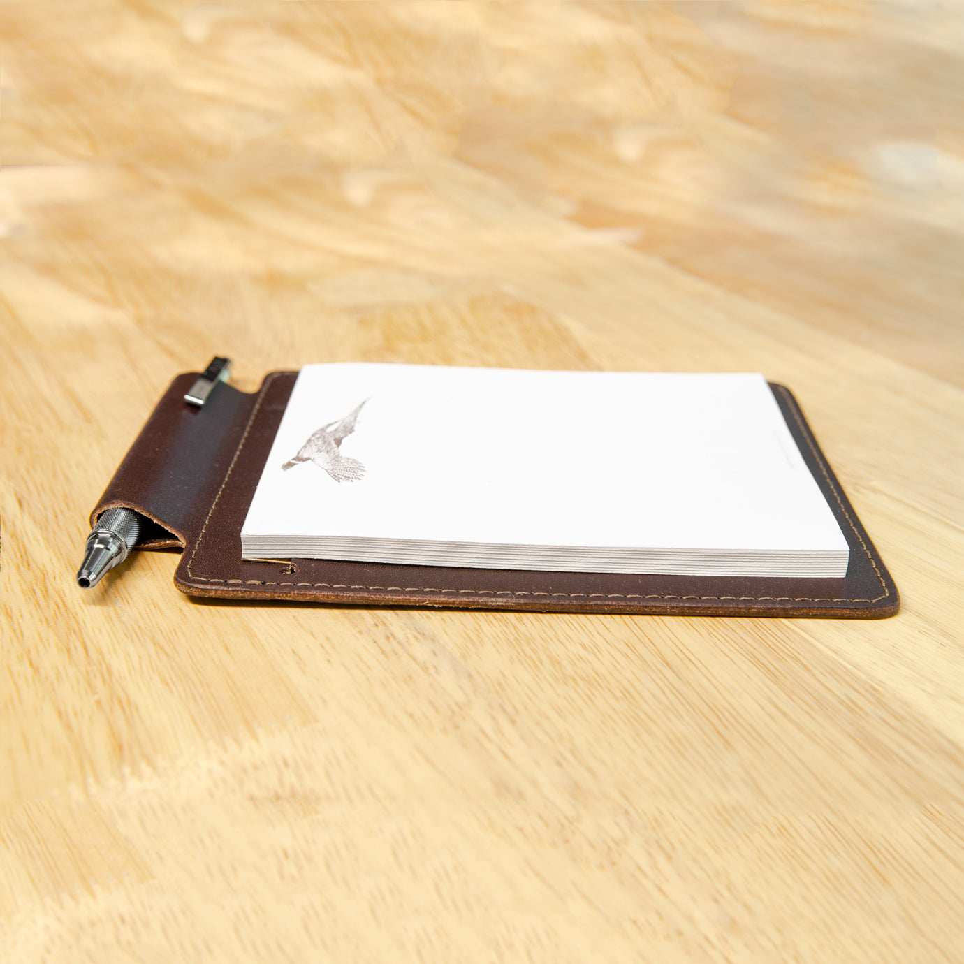 Dark Brown Leather Note Pad Holder Gift Set - Andrew Lee Design