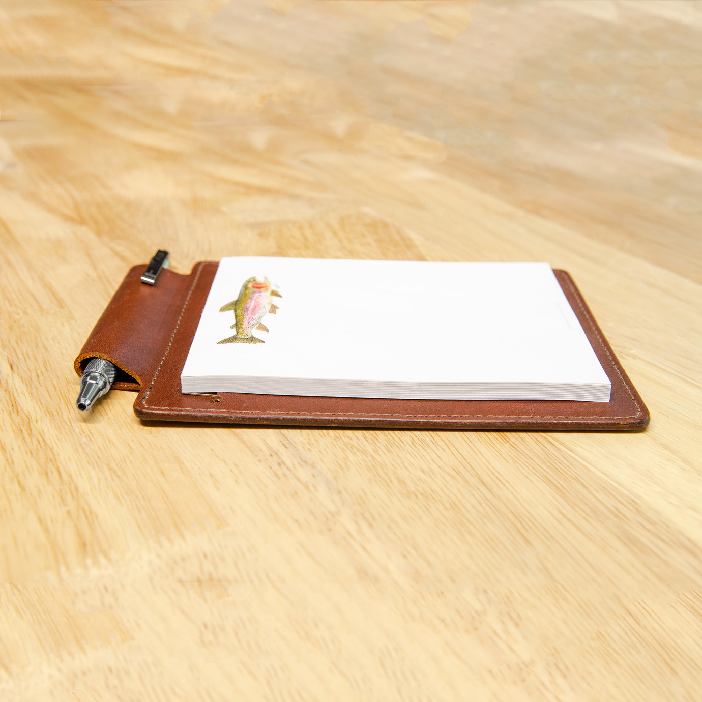 Medium Brown Leather Note Pad Holder Gift Set - Andrew Lee Design