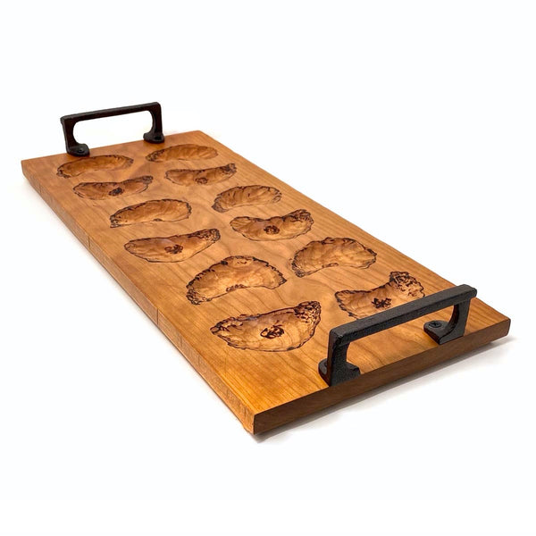 1 Dozen Oyster Server Board, Curly Cherry - Andrew Lee Design